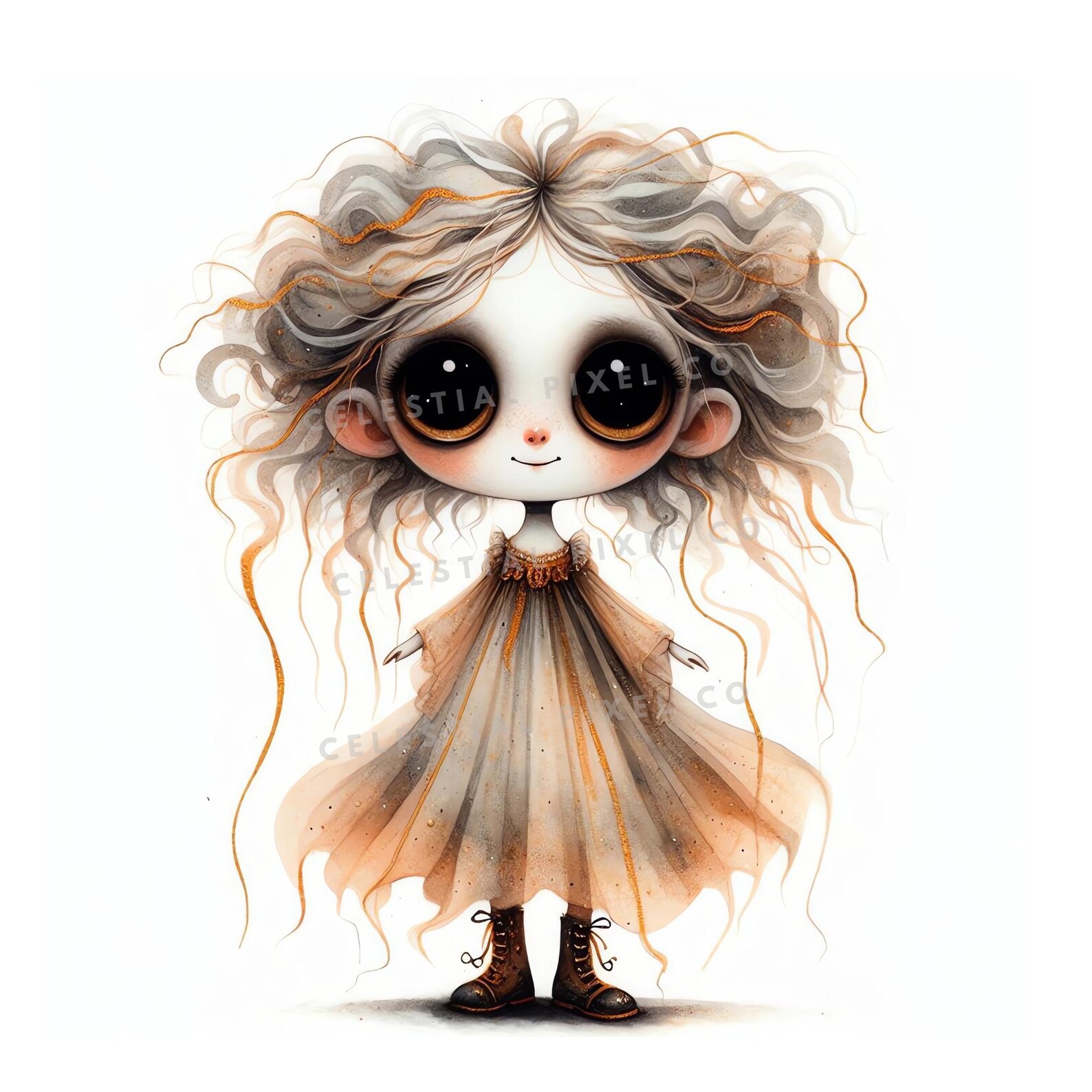 10 Spooky Spring Doll Clipart Bundle – Whimsical Halloween Aesthetic ...