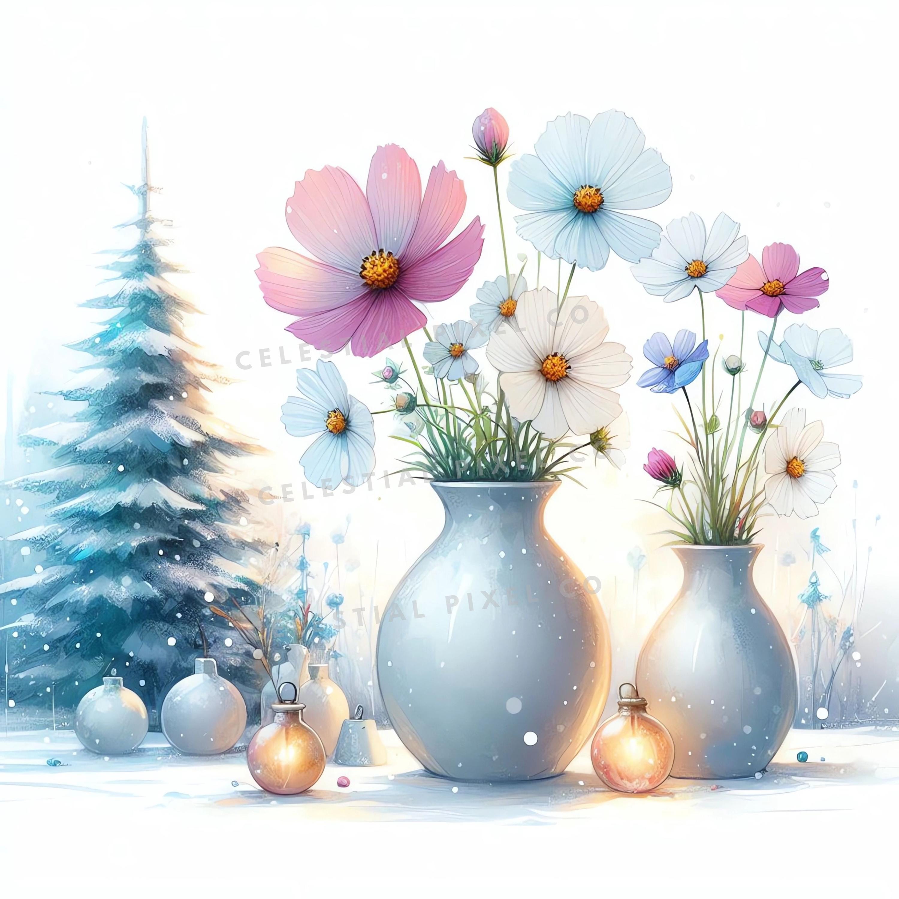 16 Winter Flower Clipart Bundle JPEG, Frosty Floral Digital Download ...