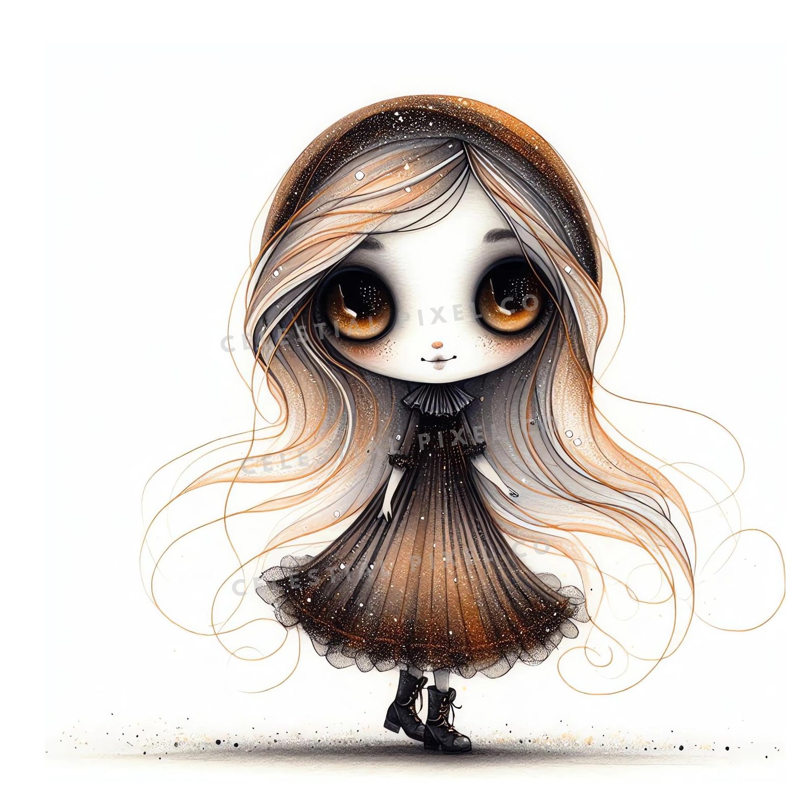 10 Spooky Spring Doll Clipart Bundle – Whimsical Halloween Aesthetic ...
