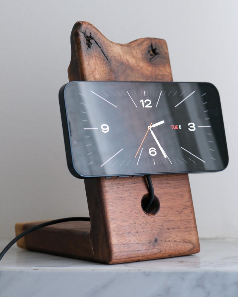 Handmade Walnut Wooden Phone Dock & Charger Stand - Etsy