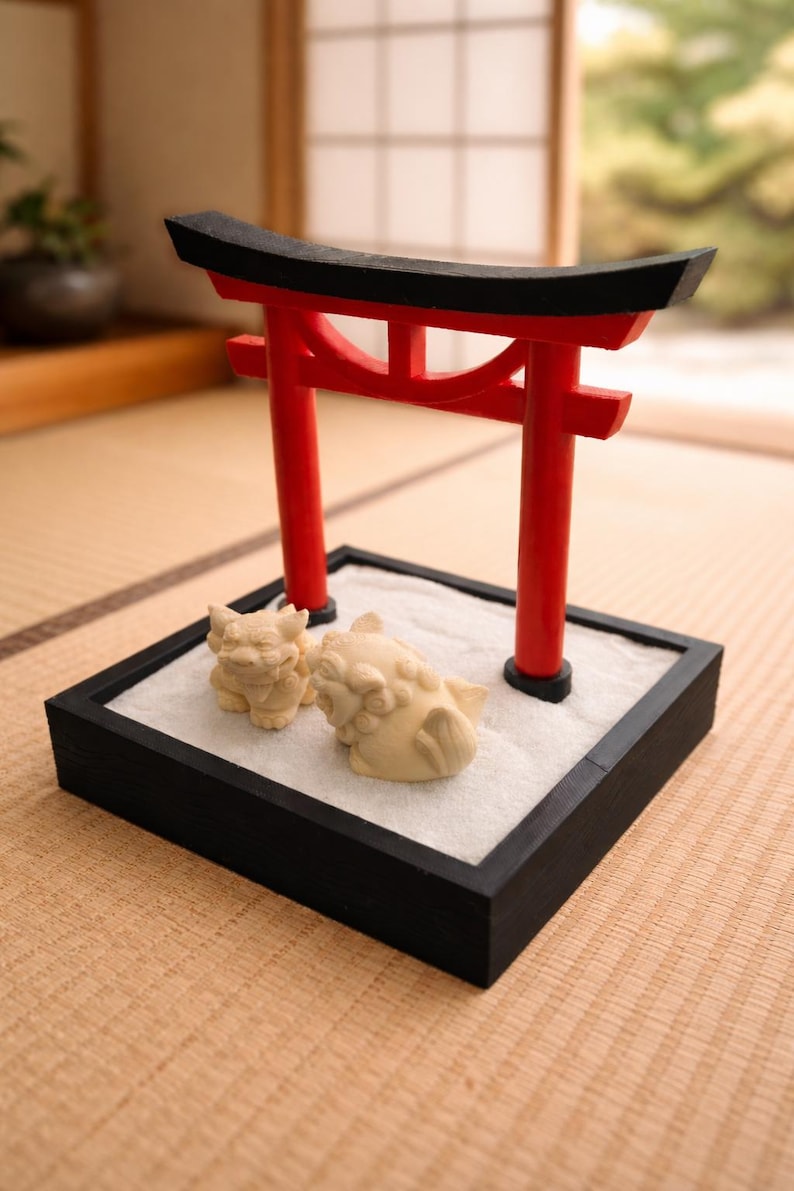 Japan Torii Gate Zen Garden With Okinawan Shisha Dogs - Etsy