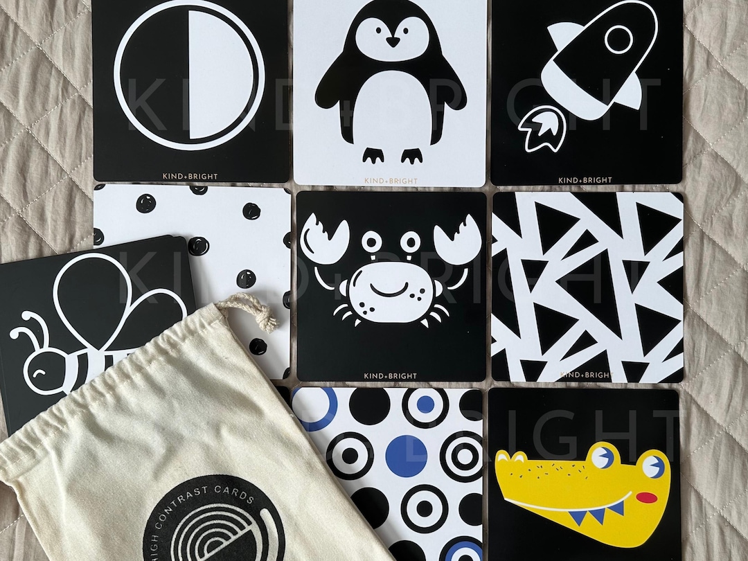 Newborn Flashcards: High Contrast Visual Stimulation Cards, Baby ...