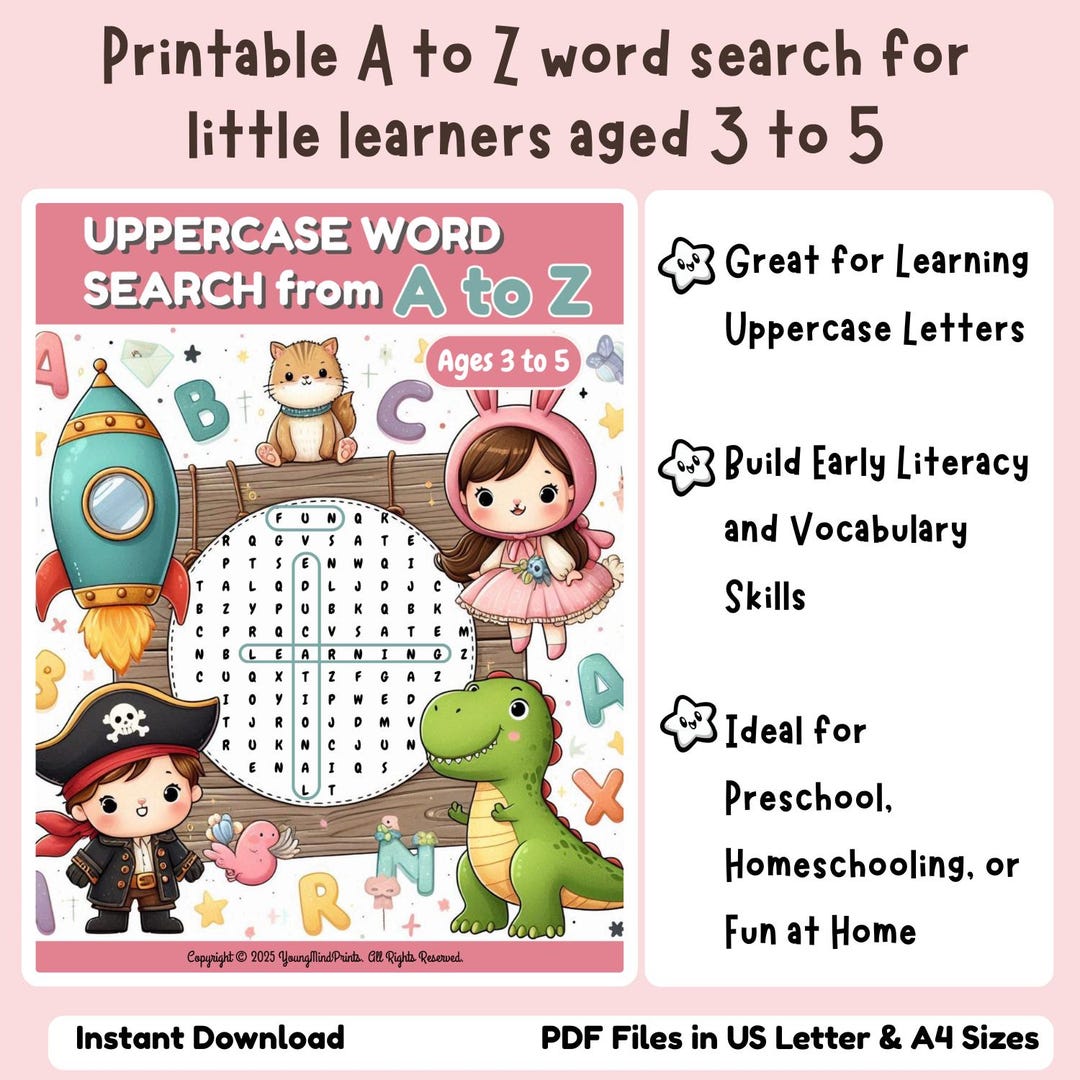 Uppercase Alphabet Word Search for Kids Aged 3-5 | Fun Printable ...