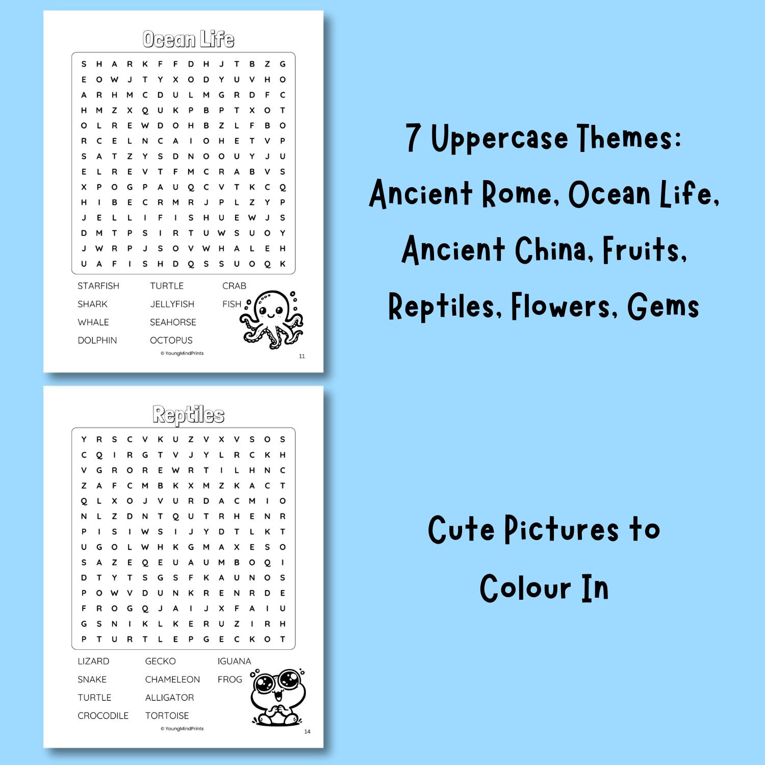 Part 3: Hard Themed Word Search for Kids 5–7 | 14 Printable Worksheets ...