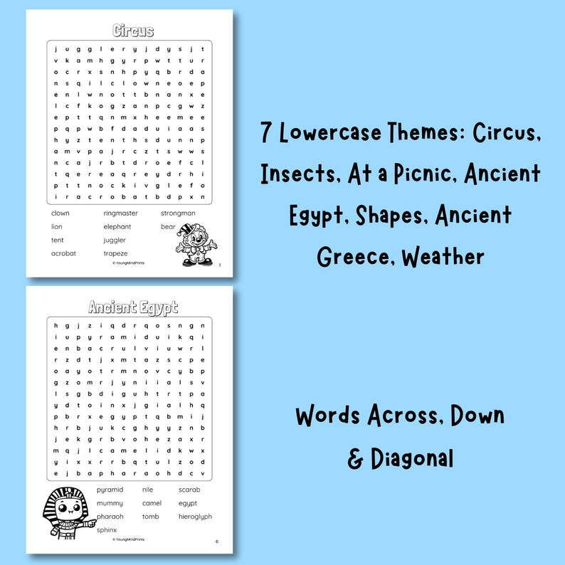 Part 3: Hard Themed Word Search for Kids 5–7 | 14 Printable Worksheets ...