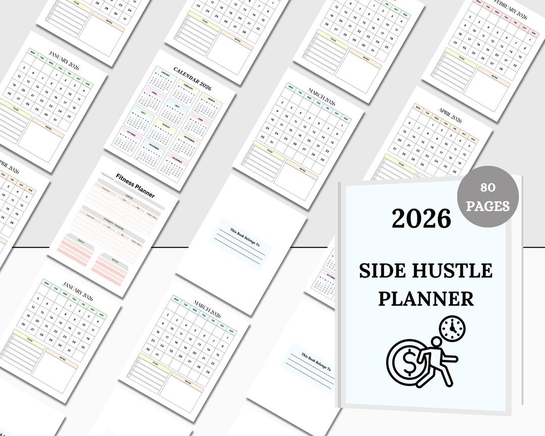 2026 Side Hustle Planner Canva Template | Editable Income Tracker ...