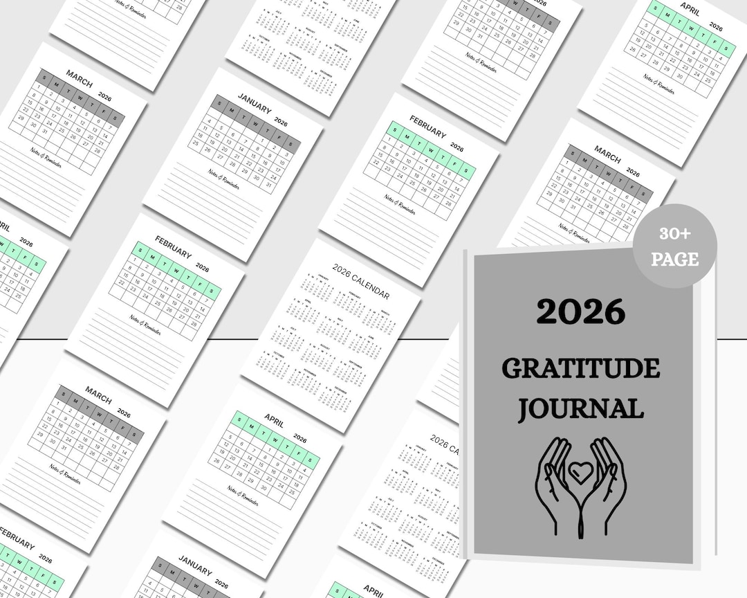 2026 Gratitude Journal | Daily & Monthly Gratitude Planner | Positive ...