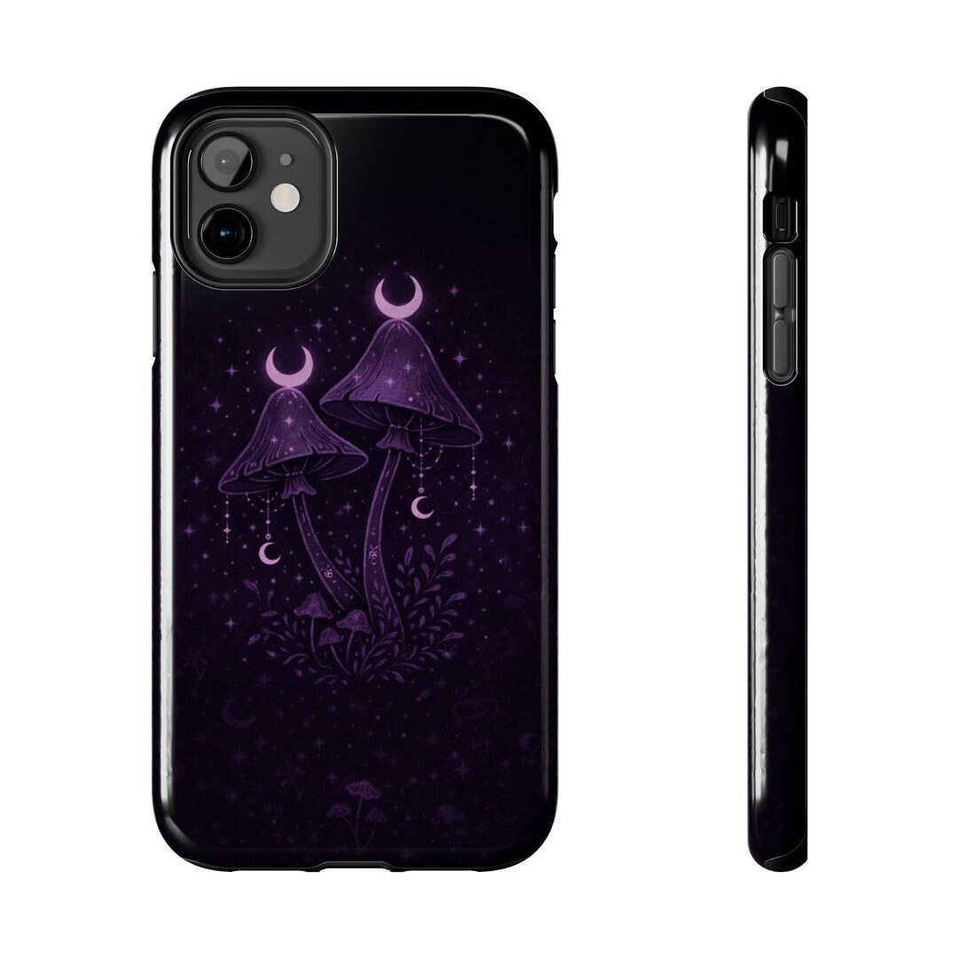 Crescent Moon Mushroom Phone Case | Celestial Witchy Purple iPhone ...