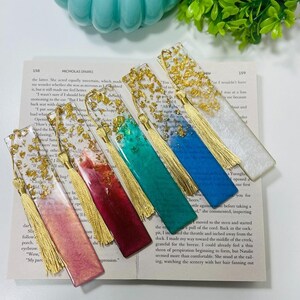 Custom Resin Bookmark Set: Set of 5 Floral, Glitter, or Crystal Details ...
