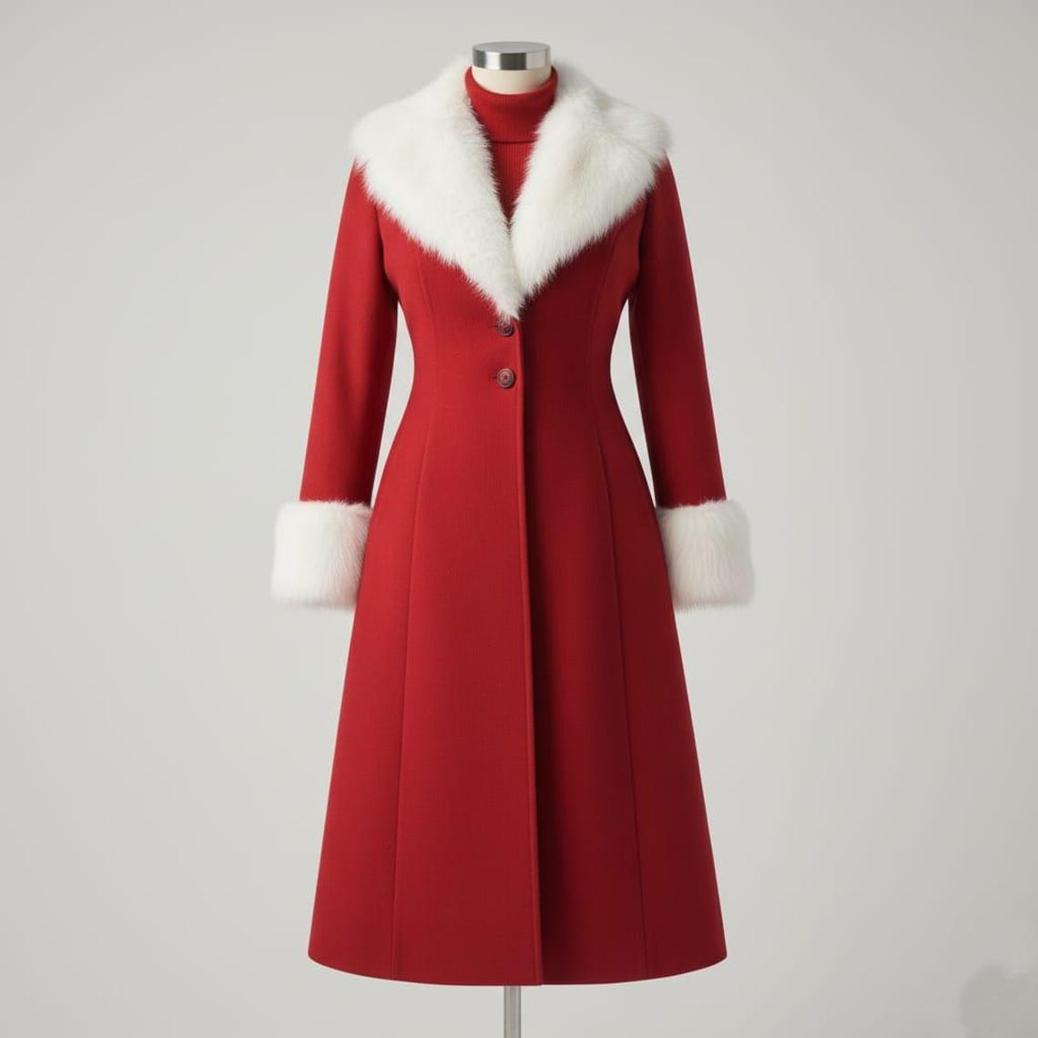 Red Wool Christmas Coat – Faux Fur Trim, Custom Holiday Jacket - Etsy