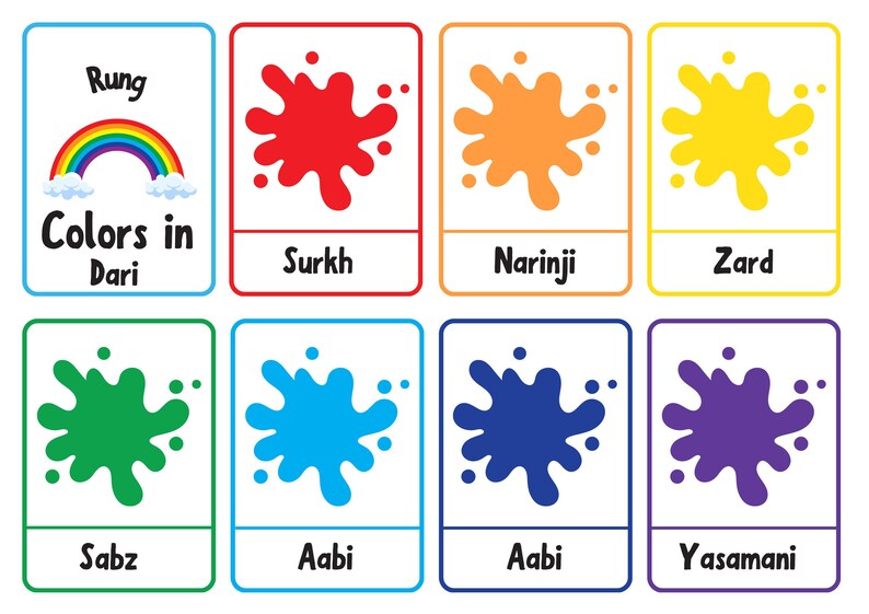 Colors of the Rainbow Flashcards - Etsy