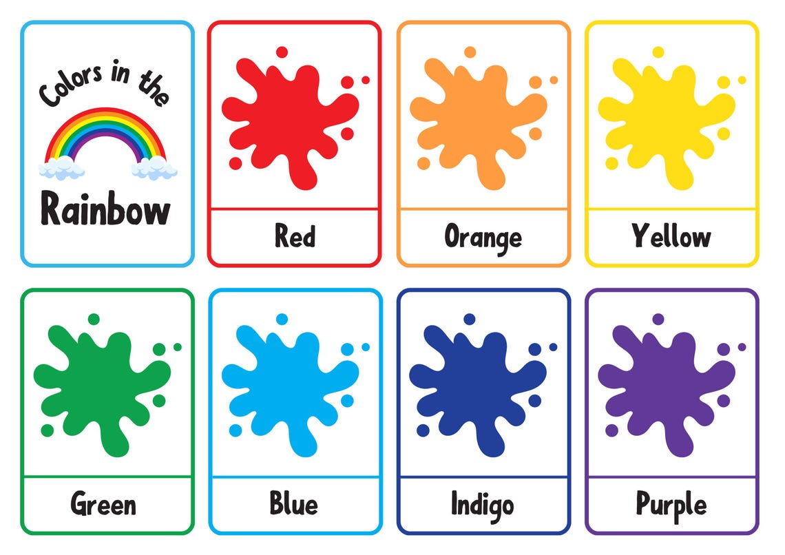 Colors of the Rainbow Flashcards - Etsy