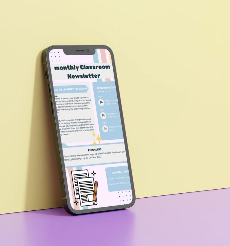 Editable Monthly Classroom Newsletter Template | Grade 3 Teacher ...