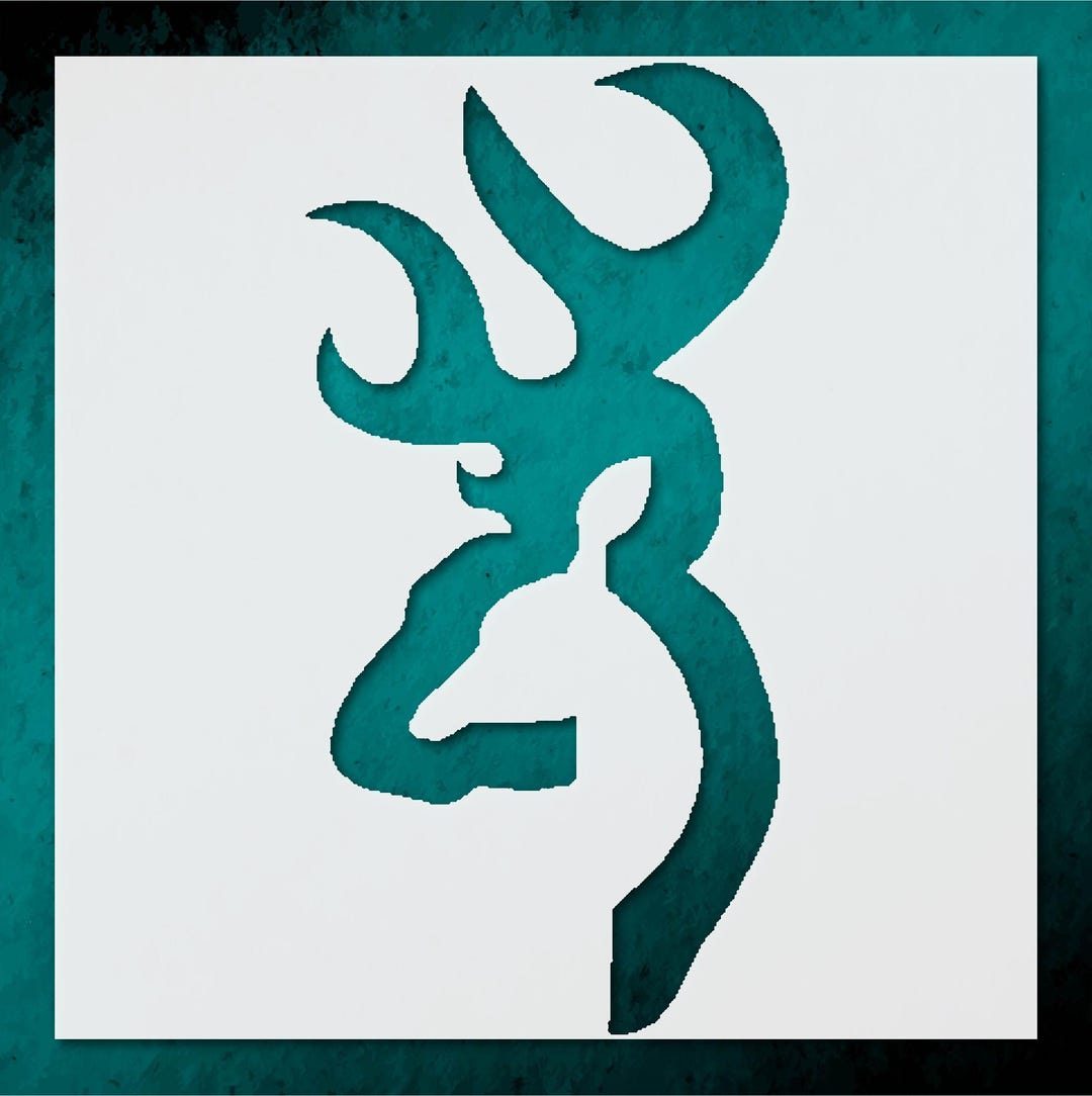 Stylized Deer Head Silhouette Stencil With Prominent Antlers Design for ...