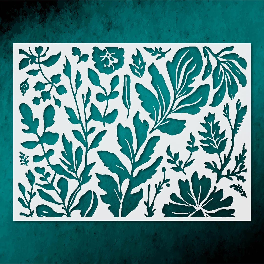 Abstract Botanical Line Pattern Stencil for Art, Crafts, and Home Decor ...