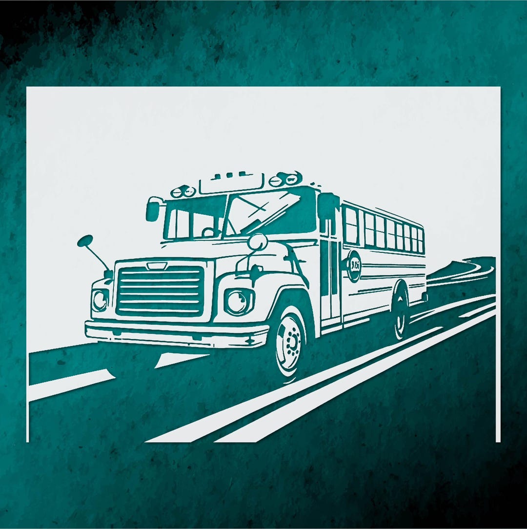 School Bus Large Stencil Template Reusable + Wall Decor, Furniture ...