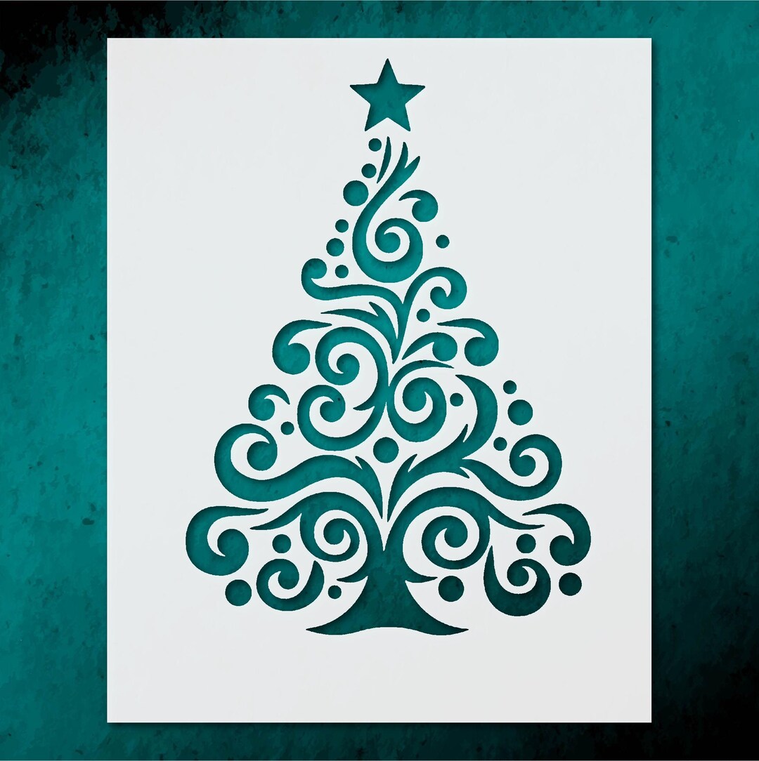 New Year Tree Holiday Stencil, Festive Design (reusable for Crafts) - Etsy