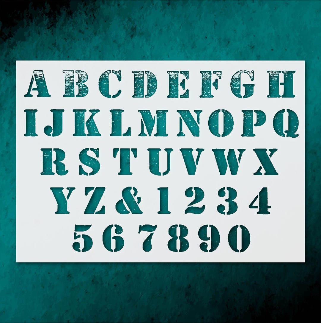 Uppercase Letters & Numbers Stencil - Typography Design for Crafting ...