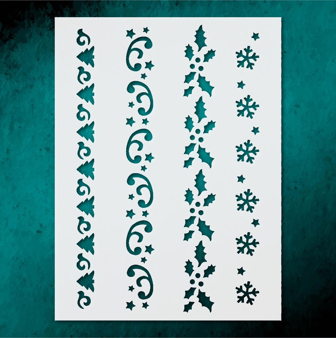 Holiday Shapes Stencil - Trees, Stars, Leaves & Snowflakes for Festive ...