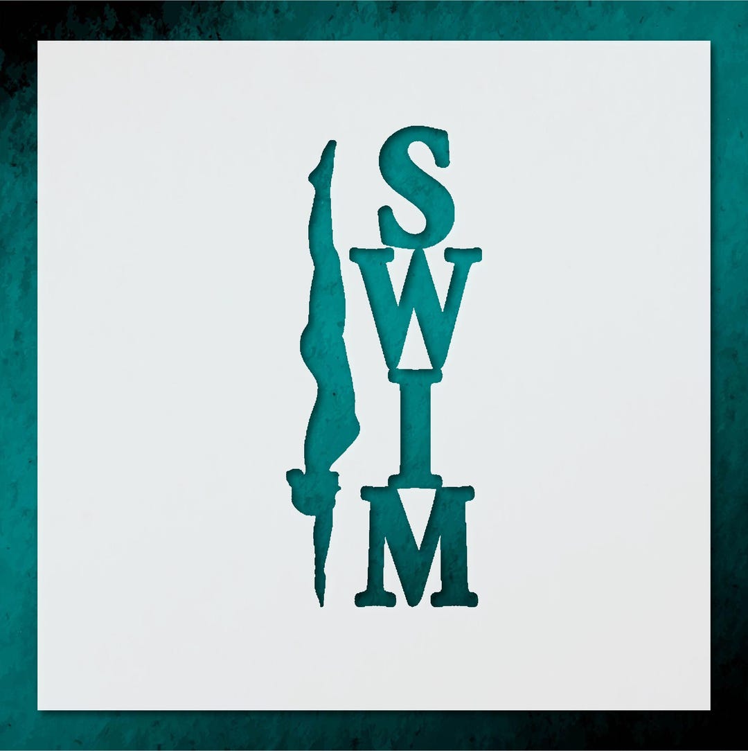 Vertical Swim Diver Silhouette Stencil for Creative Decor and Craft ...