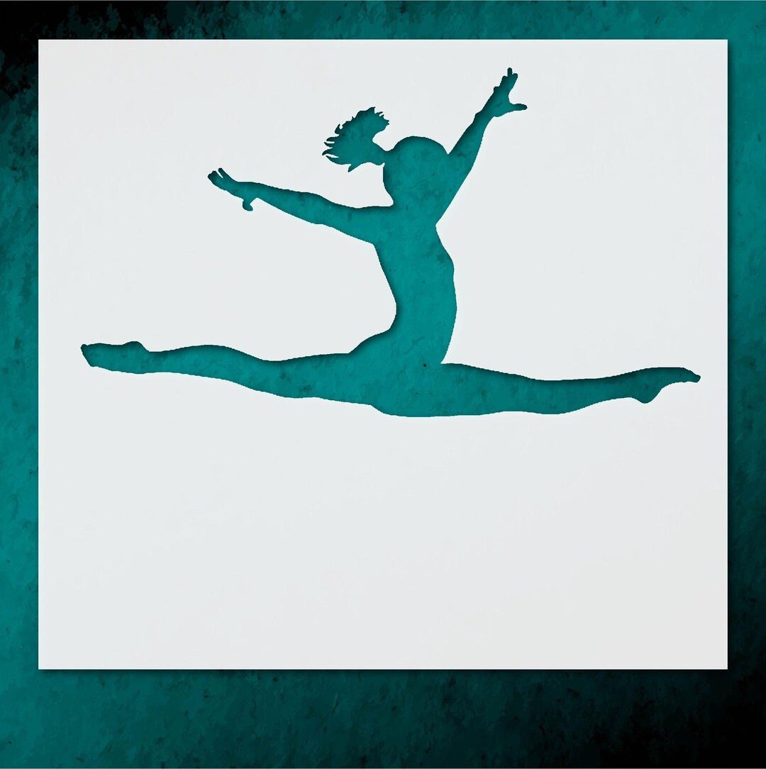 Silhouette Dancer Stencil - Graceful Mid-leap Design for Art and Decor ...