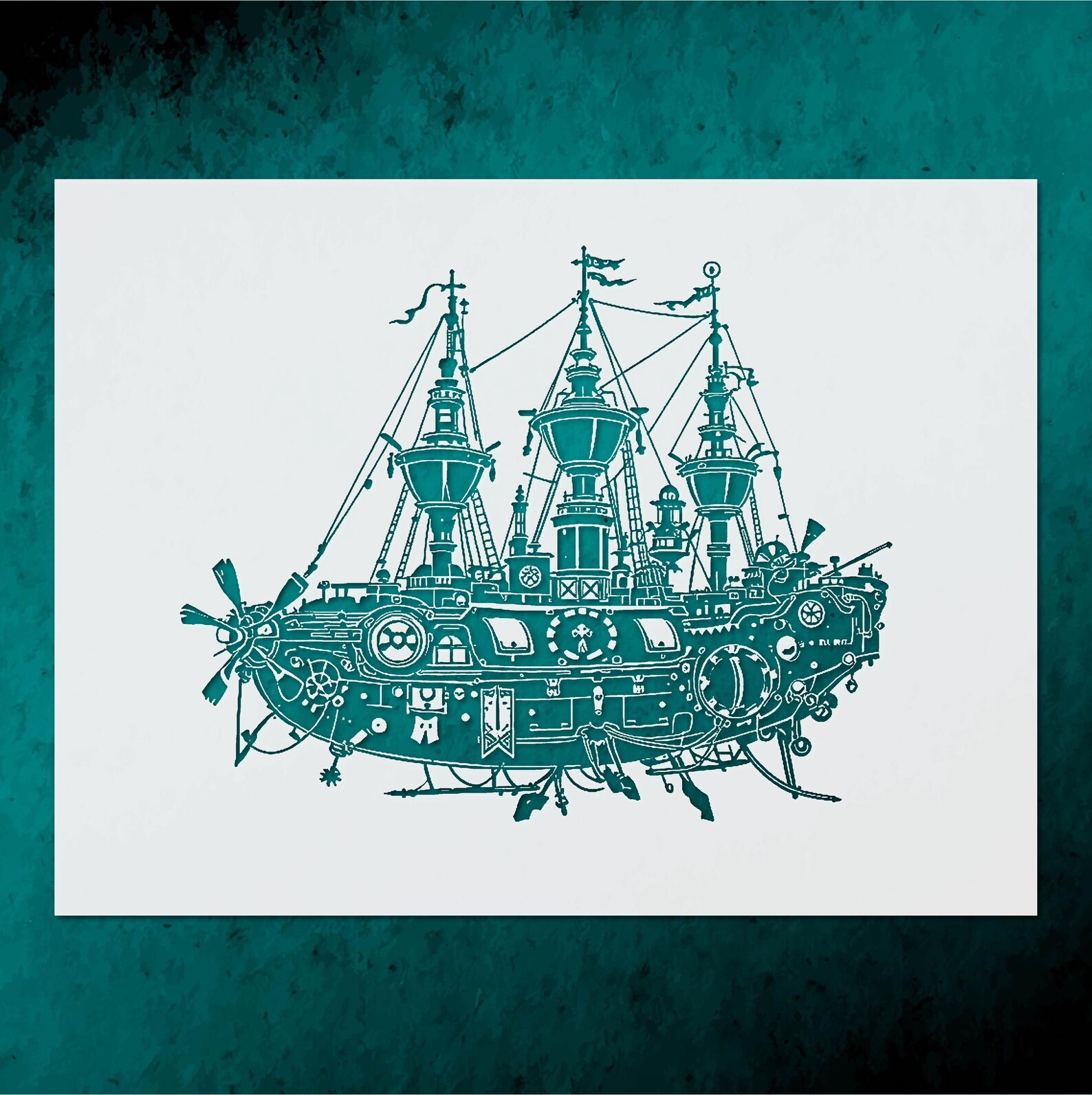 Steampunk Airship Stencil Template Reusable Wall Decor Furniture ...