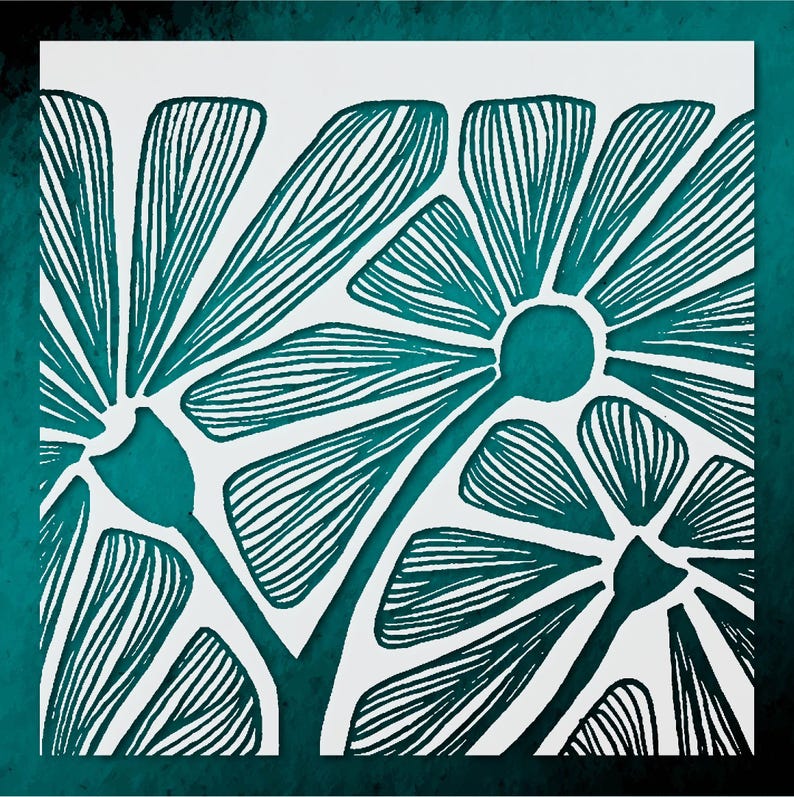 Floral Line Art Stencil for Creative Home Decor Unique Gifts - Etsy