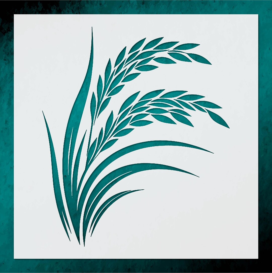 Rice Plant Stencil - Large Reusable Wall Decor Template for DIY Crafts ...
