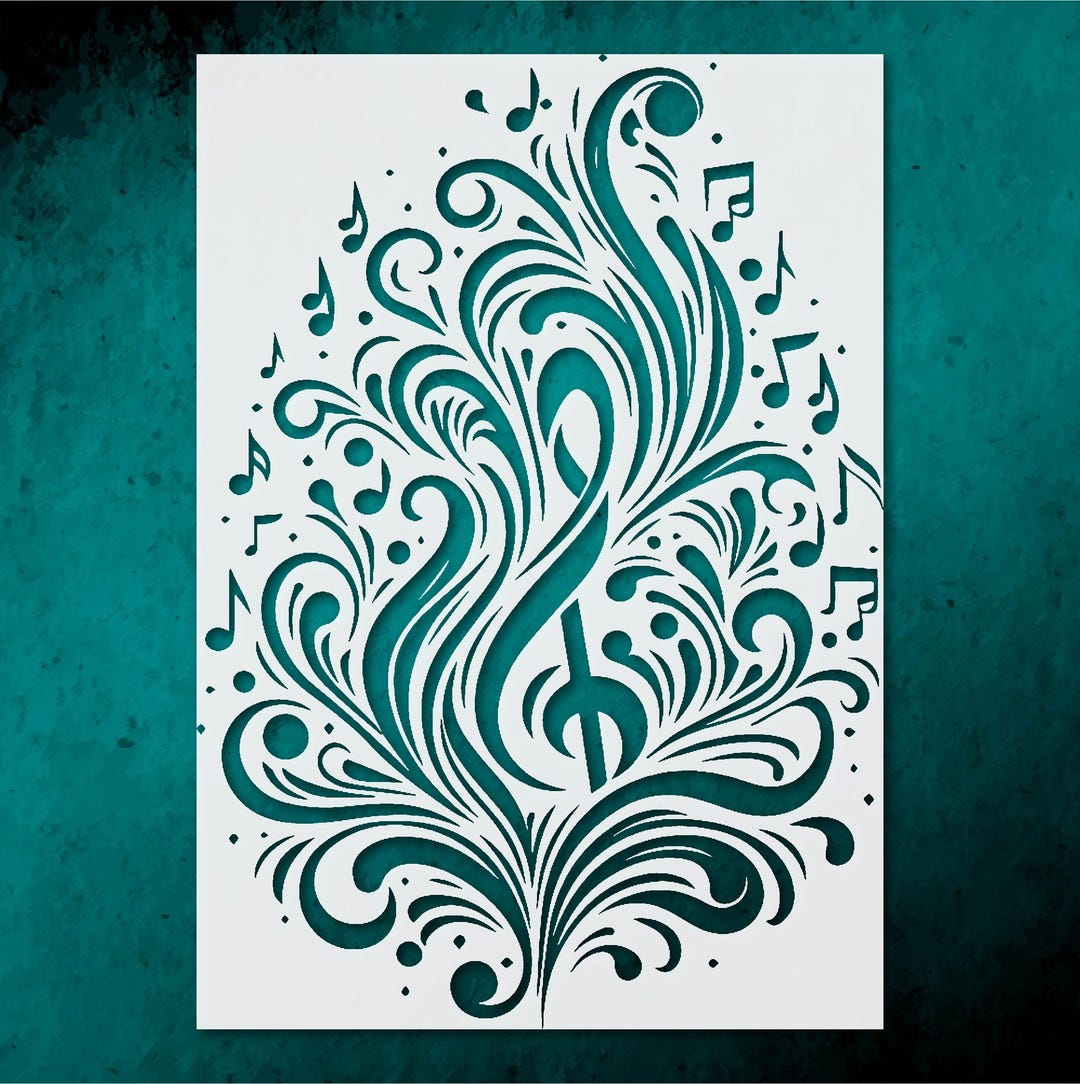 Musical Notes Stencil: Whimsical Pattern for Art and Decor - Etsy