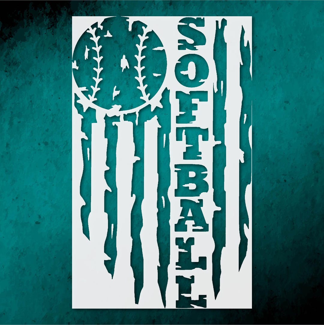 Softball Stencil With Text and Stripes - Sports Design for DIY Projects ...