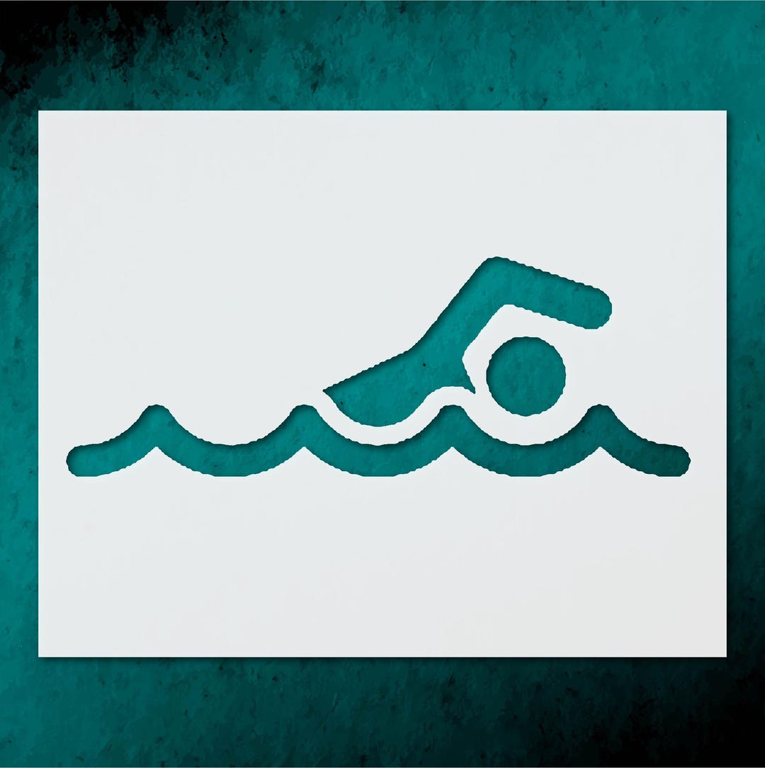 Swimmer in Motion Stencil - Dynamic Waves Design for Water Sports and ...