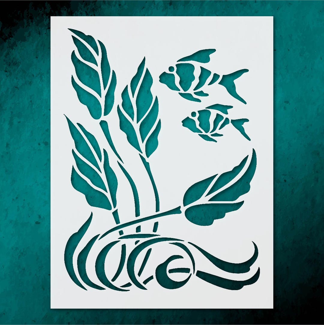 Underwater Scene Stencil: Fish and Aquatic Plants Design - Etsy