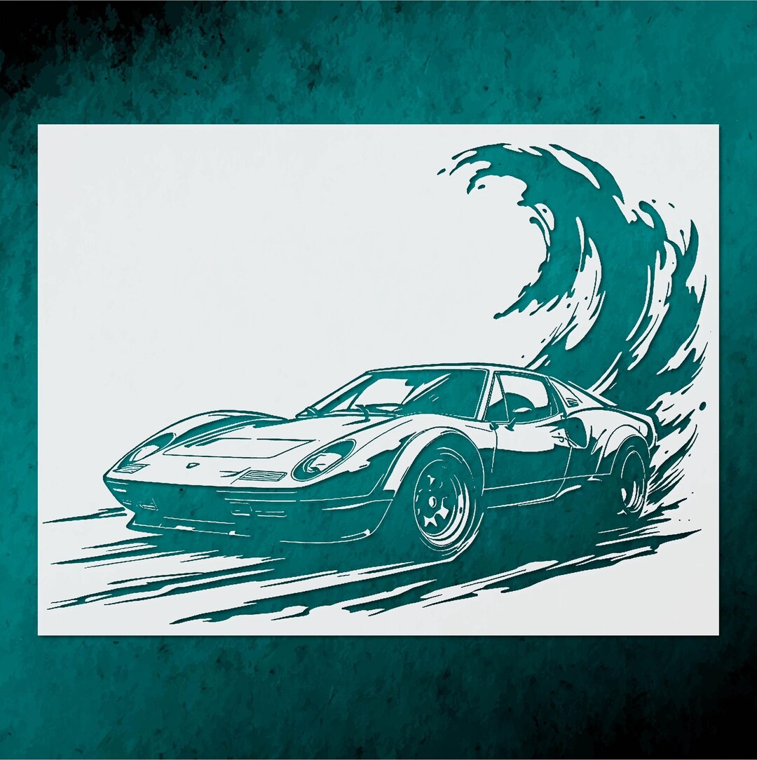 Sports Car Stencil Template Reusable Wall Art for DIY Crafts Furniture ...