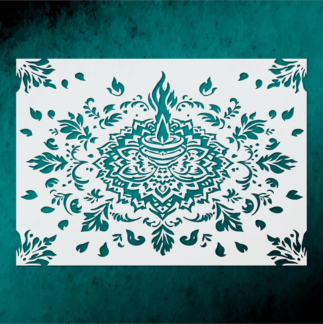 Diya Flame Rangoli Stencil Template Reusable Wall Decor DIY Crafts - Etsy