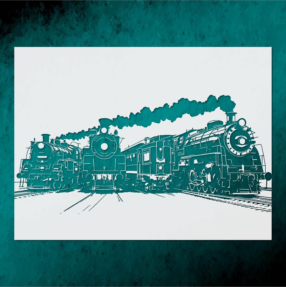 Large-format Train Stencil for DIY Crafts Wall Decor Reusable Furniture ...