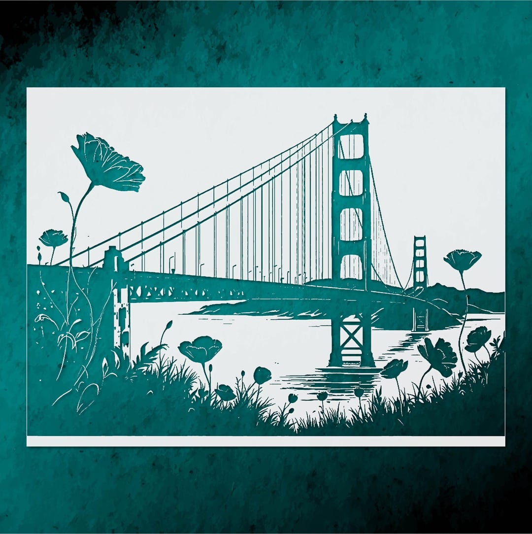 Golden Gate Bridge Stencil for DIY California Wall Art Decor - Etsy