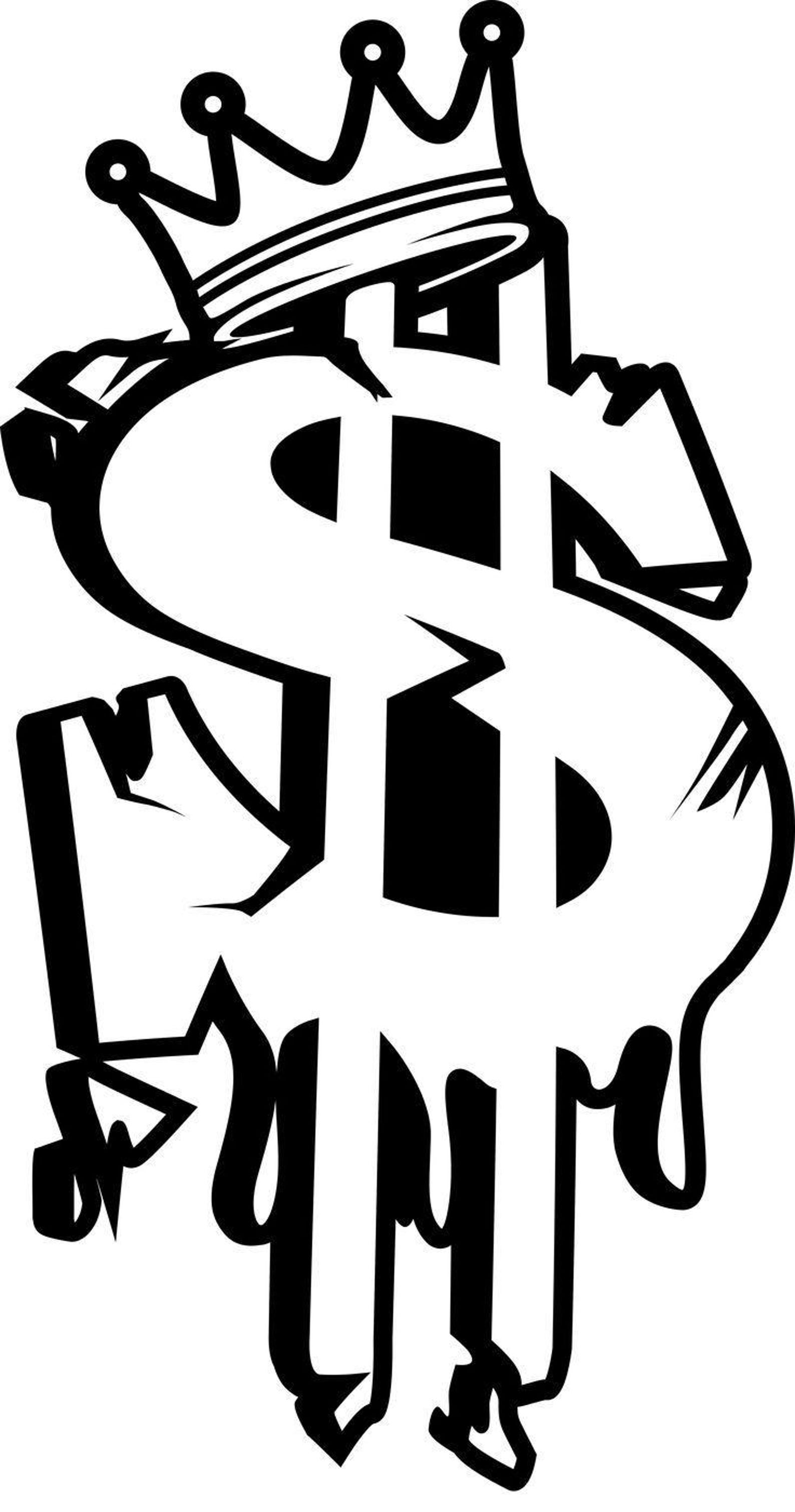 Stylized Dollar Sign Crown Stencil - Drippi Graffiti Art for Urban ...