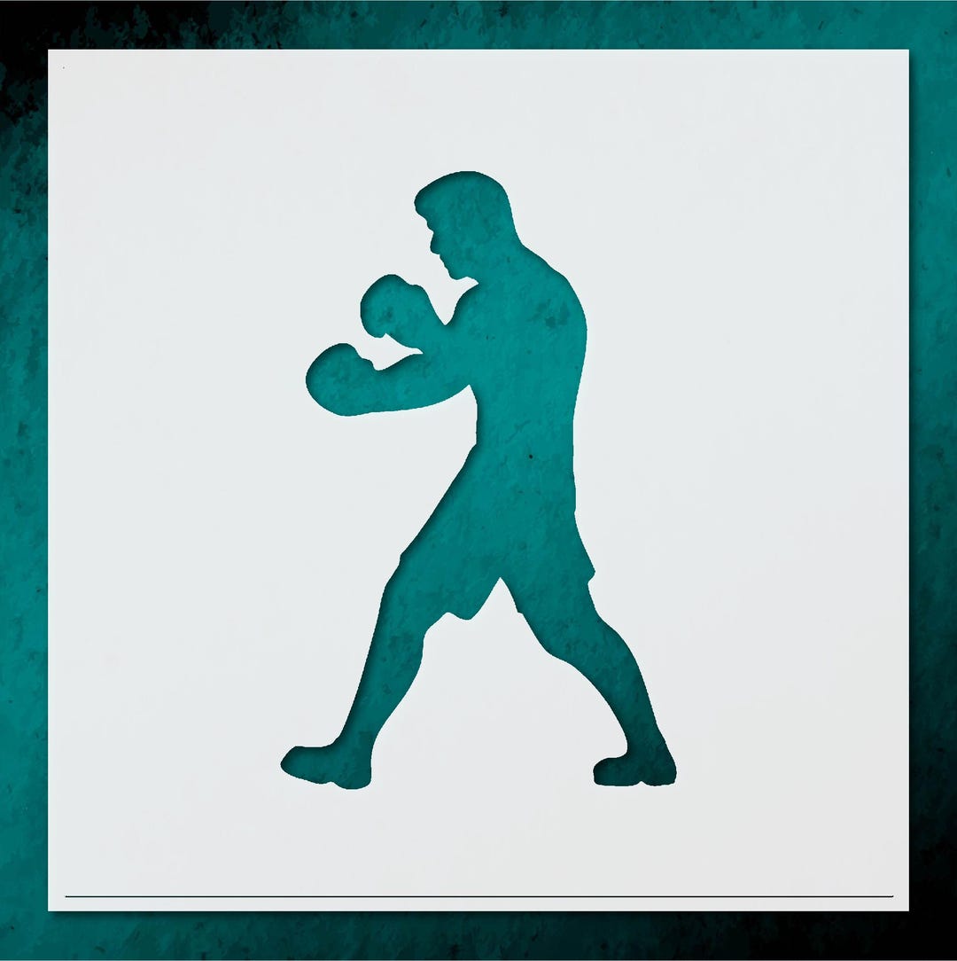 Boxer Stencil: Athletic Fighting Pose - Reusable for Crafts - Etsy