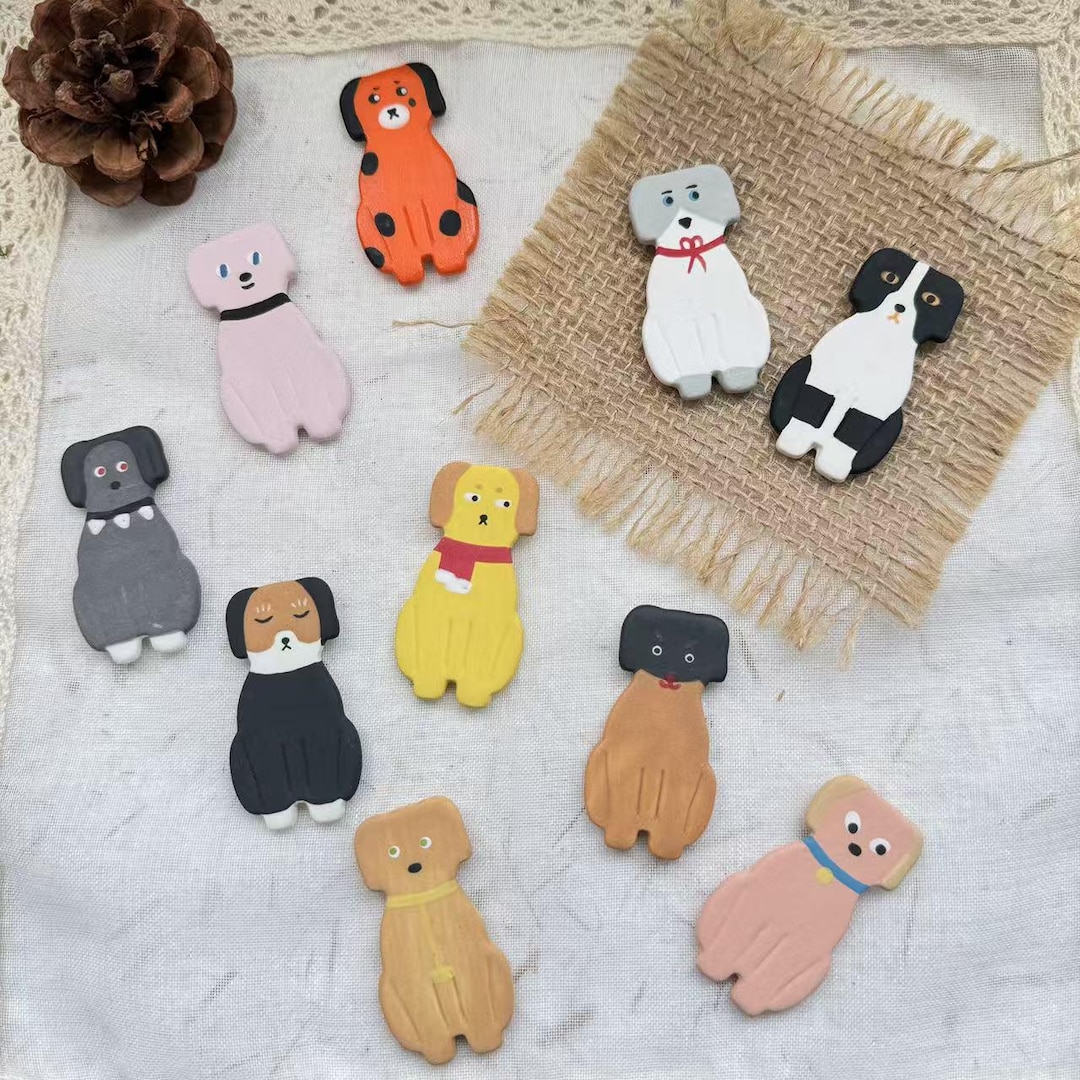 Hungry Dog Fridge Magnets – Handmade Ceramic Clay Dog Magnet | Cute ...