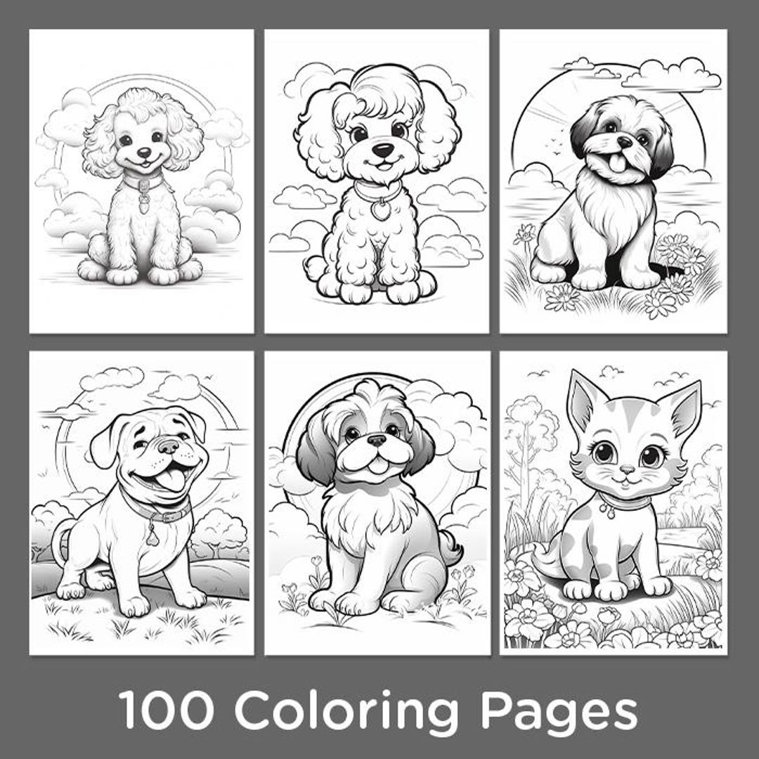 100 Coloring Pages - Adorable Pet in the Park - Etsy
