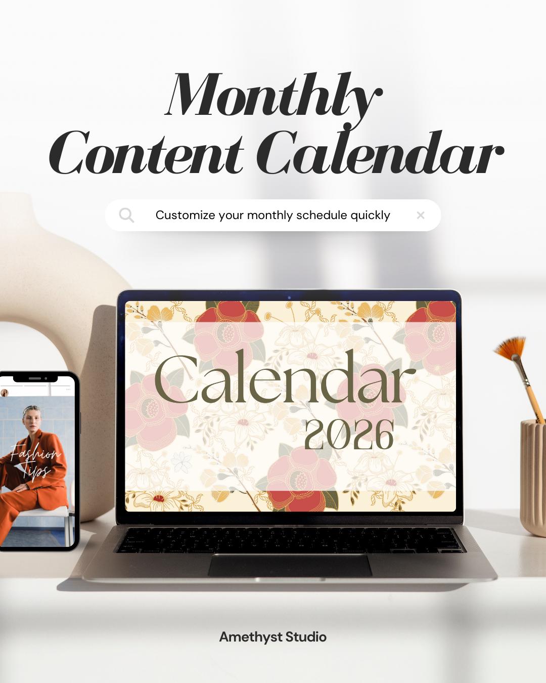 2026 Batik Printable Monthly Calendar | Aesthetic Malaysia-inspired ...