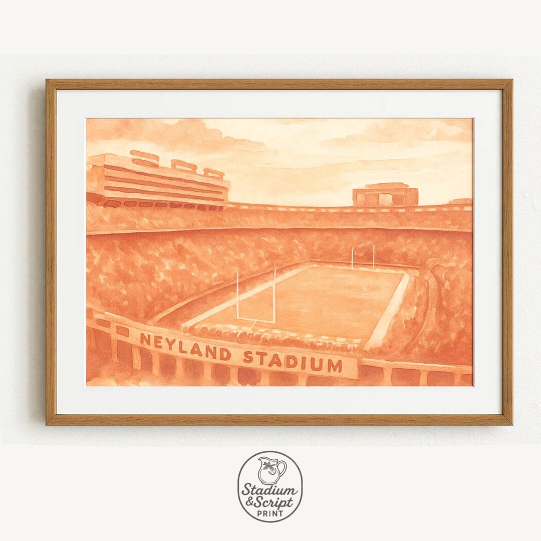 Neyland Stadium Watercolor Print, Orange & Pink Pastel (digital ...