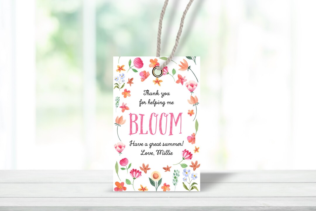 Editable Teacher Appreciation Gift Tags Bloom | Editable and Printable ...