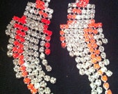 Items similar to unique NEON pink coral rhinestone splash dangle ...
