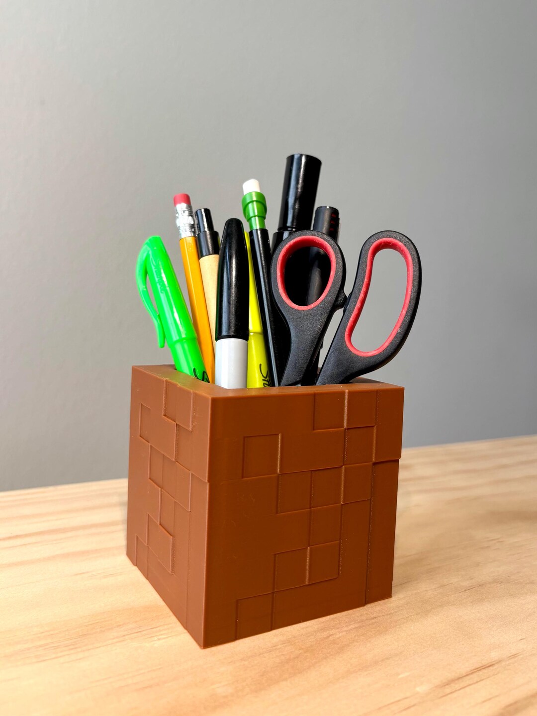 Minecraft-inspired Pencil Holder | Desk Accessory | Minecraft-style Pot ...