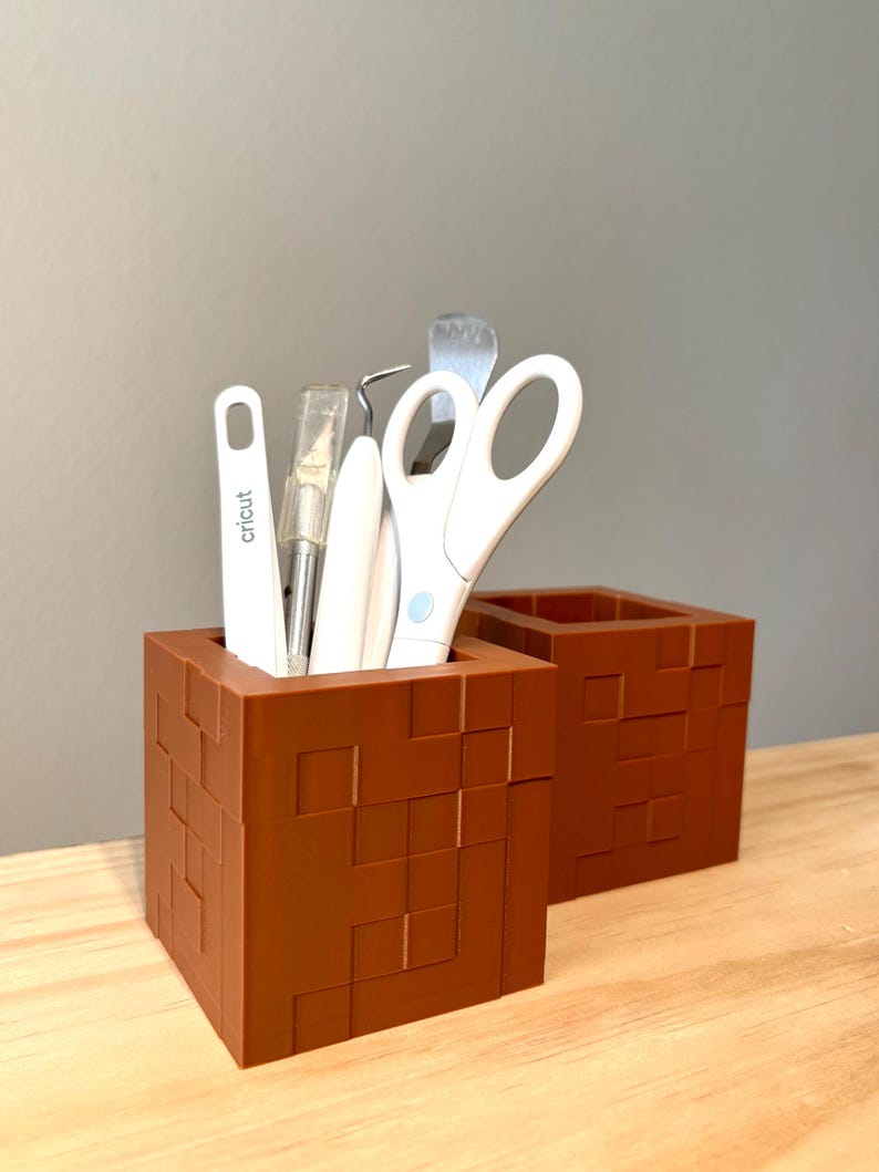 Minecraft-inspired Pencil Holder | Desk Accessory | Minecraft-style Pot ...