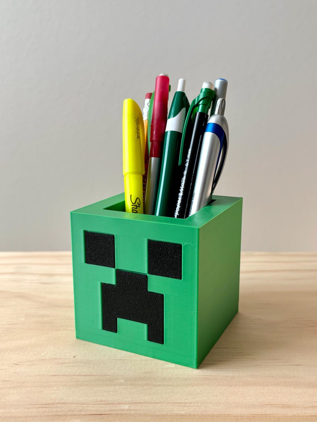 Minecraft-inspired Creeper Pencil Holder | Desk Accessory | Minecraft ...