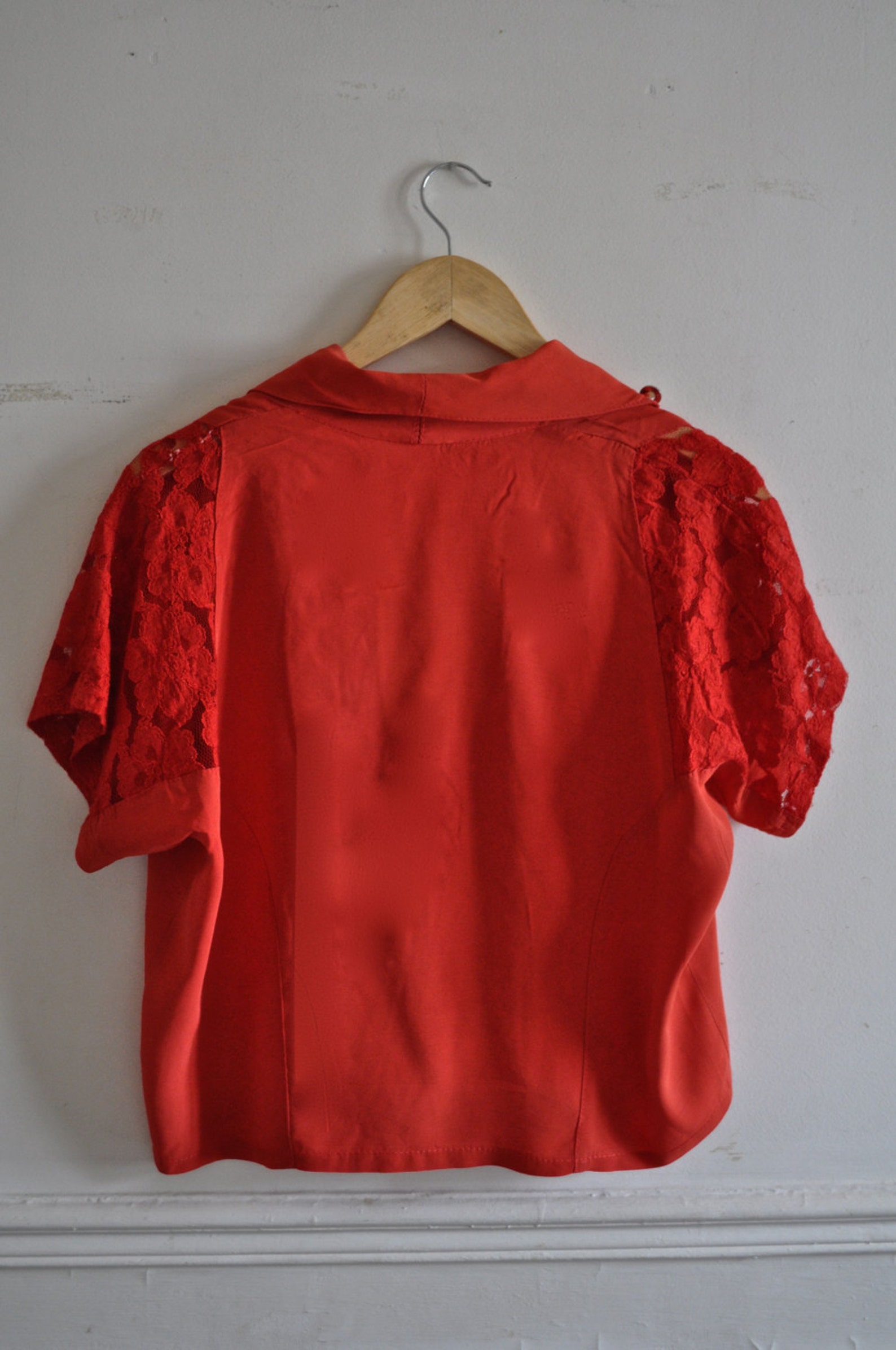 1970s Red Lace Shirt - Etsy