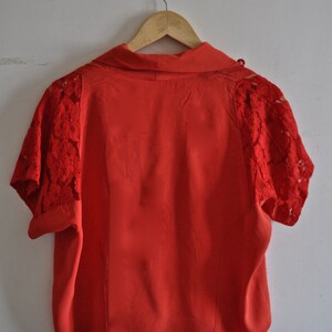 1970s Red Lace Shirt - Etsy