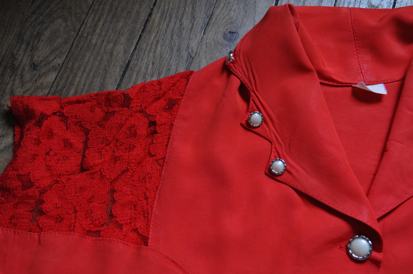 1970s Red Lace Shirt - Etsy